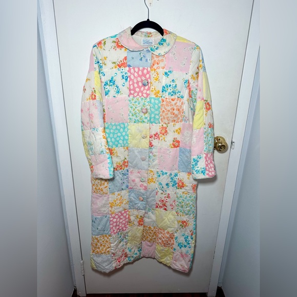 Jackets & Coats | 193s Vintage Patchwork Quilt Jacket Pastel Multicolor ...